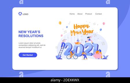 Happy new year 2021. Goals and resolutions 2021 concept illustration ...