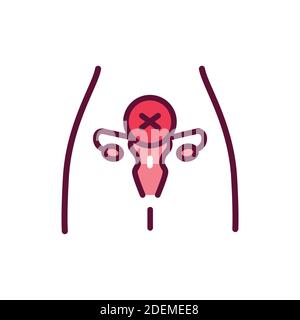 Infertility line color icon. Female reproductive system disease line ...