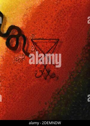 Illustration of green fire snake on black background Stock Photo - Alamy