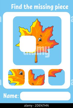 Find the missing piece. Education developing worksheet for kids. Puzzle ...