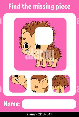 Find the missing piece. Education developing worksheet for kids. Puzzle ...