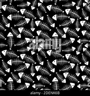 Fish Bone Seamless Pattern Background Illustration Stock Photo - Alamy