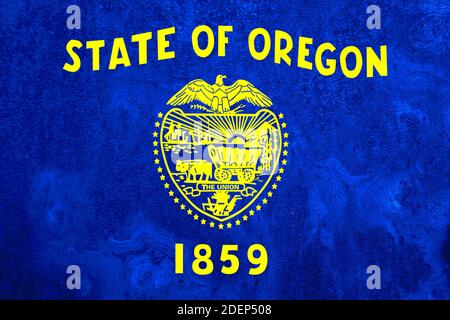 Oregon state flag in grunge abstract textures Stock Photo - Alamy