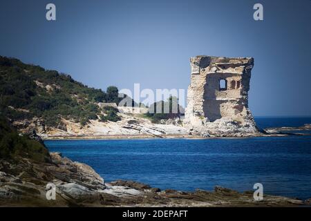 Tour Parata. Ancient Genoese tower on the rock of Sanguinaires ...