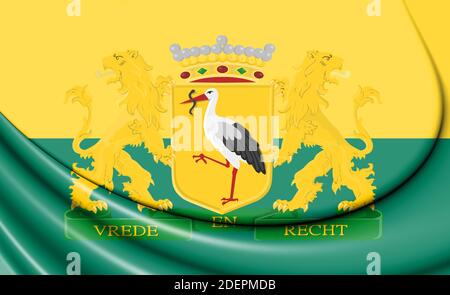 3D Flag of Hague (South Holland), Netherlands. 3D Illustration Stock ...