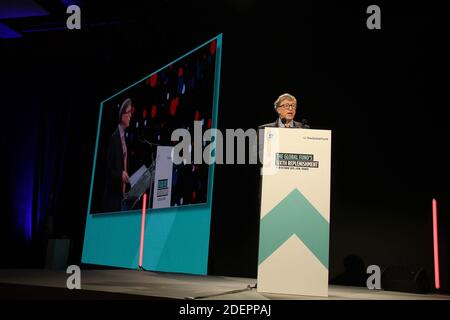 Bill Gates delivers a speech at the fundraising day at the Sixth World ...