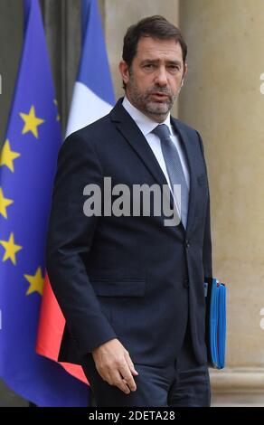 Christophe Castaner leaves weekly cabinet meeting at the Elysee Palace ...