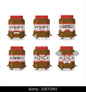 Peanut cartoon character with various angry expressions. Vector ...