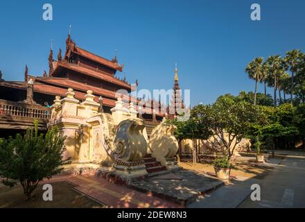 Shwe In Bin (Shweinbin) monastery made of teak wood, Mandalay, Myanmar ...