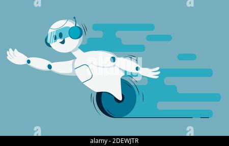 Smiling chatbot character robot helping solve problems. For website or mobile application. Flat ...