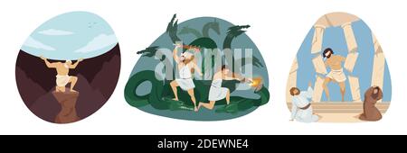 Biblical vector illustration series, Samson Fighting The Lion Stock ...