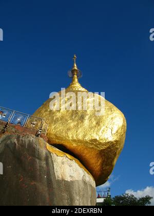 Kyaiktiyo Pagoda, Golden rock, the vintage temple in Myanmar Stock ...