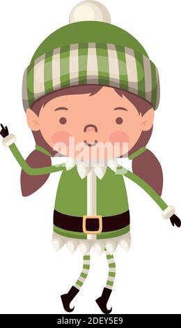 Christmas elf over white background, vector illustration Stock Vector ...