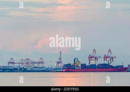 Commercial buildings in Manila as seen from Manila Bay, Philippines ...