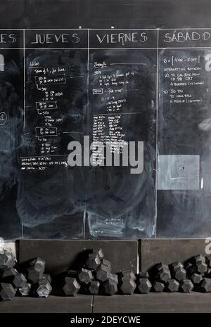 Written plan Fitness Training on calendar page background Stock Photo ...