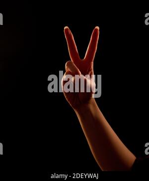 Number Two Hand Gesture. Black and White Photography Stock Photo - Alamy
