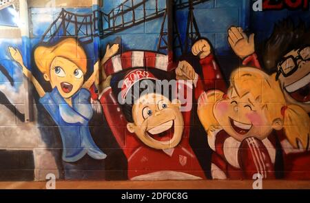 Murals inside the Riverside Stadium, Middlesbrough Stock Photo - Alamy