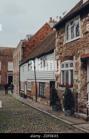 Buildings on the historic Mermaid Street in Rye a medieval Cinque ports ...