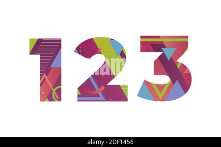 The word MATH concept written in colorful retro shapes and colors ...