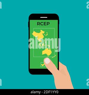 Modern Regional Comprehensive Economic Partnership RCEP map background ...