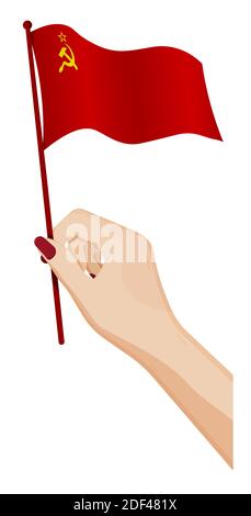 Red soviet sickle and hammer, communist USSR symbol isolated on white ...
