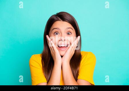 Photo portrait of ecstatic schoolgirl surprised being chosen for ...