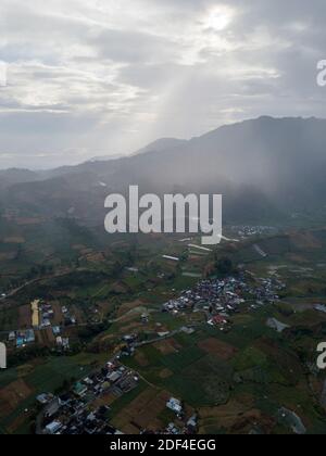 Aerial view of beauty Dieng Plateau. Wonosobo, Indonesia, September 30 ...