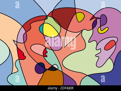 Abstract crowd. People in confusion. Concept of fusion of thoughts ...