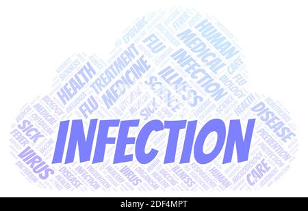 Infection typography word cloud create with text only Stock Photo - Alamy