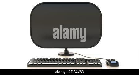 Old Desktop Computer with a Blank White Screen Monitor, Keyboard and ...