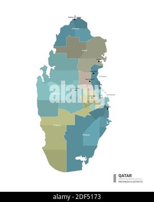 Detailed map of Doha city administrative area. Royalty free vector ...