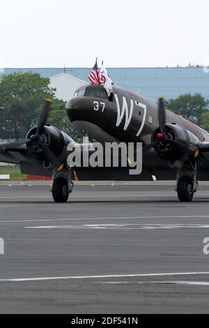 WW2 Dakota Whiskey 7 at Glasgow Prestwick Airport, Ayrshire, Scotland ...