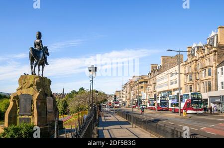 Royal Scots Greys Monument with the blue sky in background, Edinburgh ...