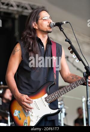 Henry Garza with Los Lonely Boys performs in concert, at the Sound ...
