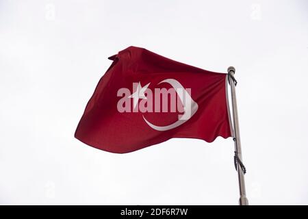 Big Turkish flag waving in the wind. Copy space Stock Photo - Alamy