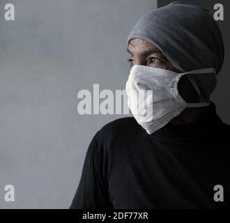 men with face masks fighting the coronavirus stock photo Stock Photo ...