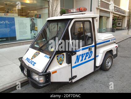 An New York Police Department 3 wheeled interceptor scooter parked on ...