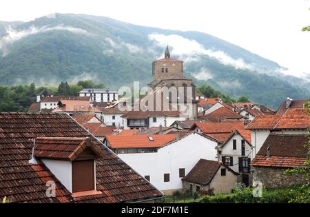 town of Isaba, Roncal Valley, Navarra, Pyrenean mountain range, Spain ...
