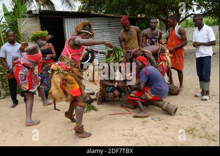 Gabon, Libreville, dance with traditional makeup and clothes during ...
