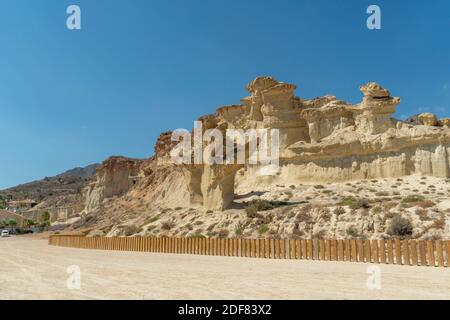 Erosion on sandstone on Bolnuevo beach, Mazarron, Murcia, Spain Stock ...