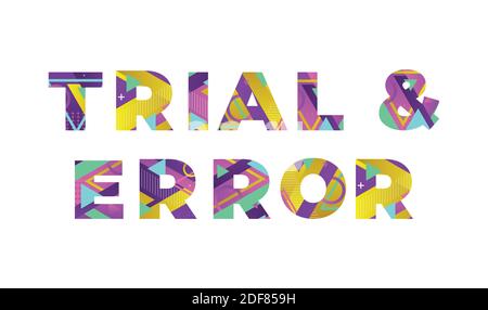 The word TRIAL concept written in colorful retro shapes and colors ...