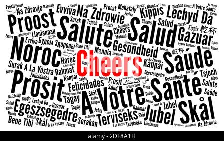 Cheers word cloud concept in different languages Stock Photo - Alamy