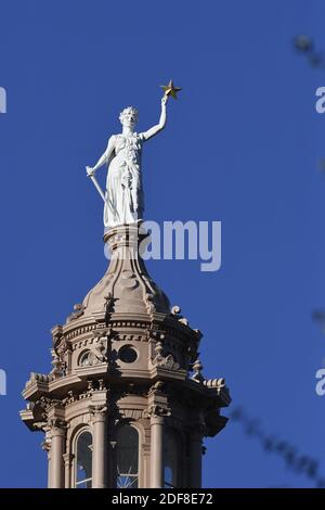 The Goddess of Liberty sits atop the Texas Capitol in downtown Austin ...