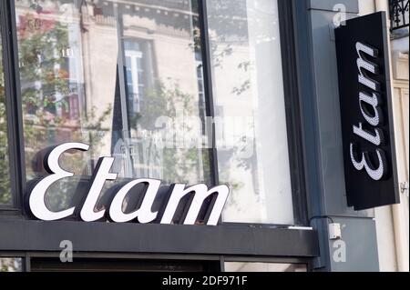 A shop sign of Etam on April 14, 2020 in Paris, France. Photo by David ...