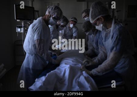 Medical Staff perform a prone decubitus ( decubitus ventral )on a ...