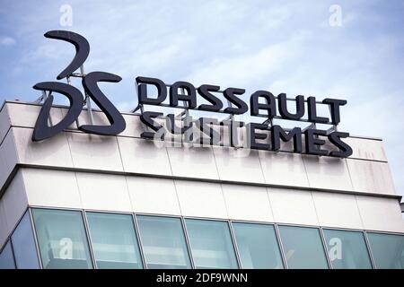 A logo of DASSAULT SYSTEMES, on May 07, 2020 in Velizy-Villacoublay ...