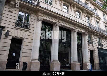 A logo of Transatlantique bank, on May 09, 2020 in Paris, France. Photo ...