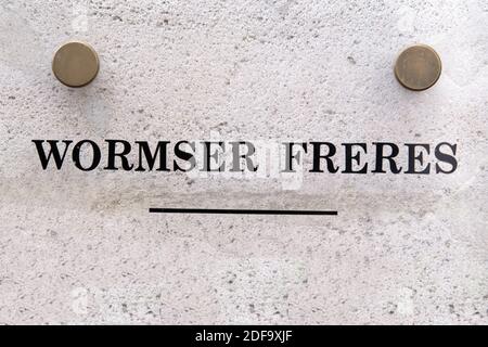 A logo of Wormser Freres bank (WF), on May 09, 2020 in Paris, France ...