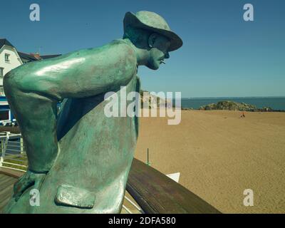 Jacques Tati statue on the beach in Saint Marc sur mer Brittany France ...