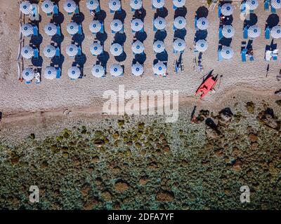 Panoramic aerial view of Isola Bella island and beach in Taormina Stock ...
